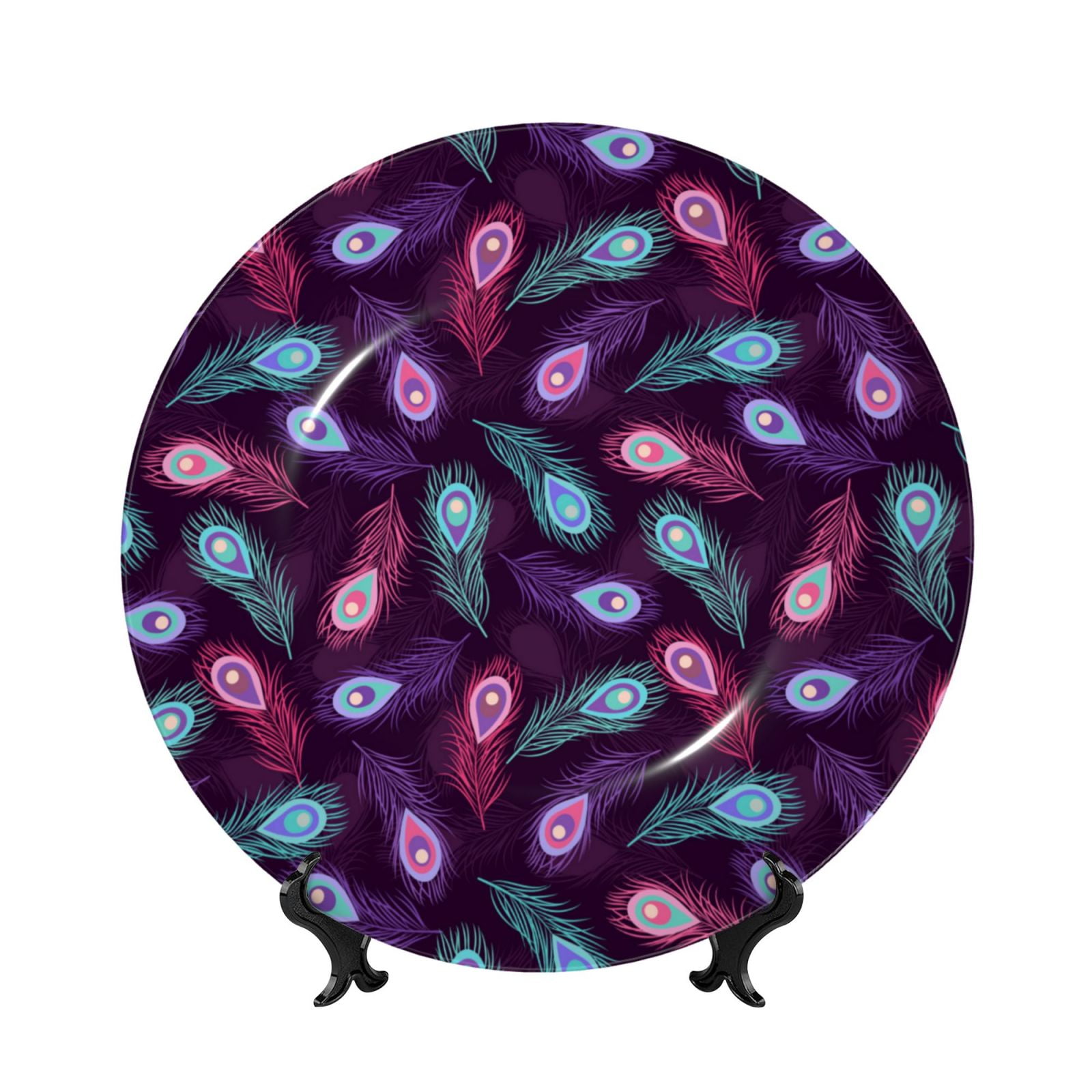 Yiaed Peacock Feathers3 Print Bone China Decorative Plate Ceramic ...