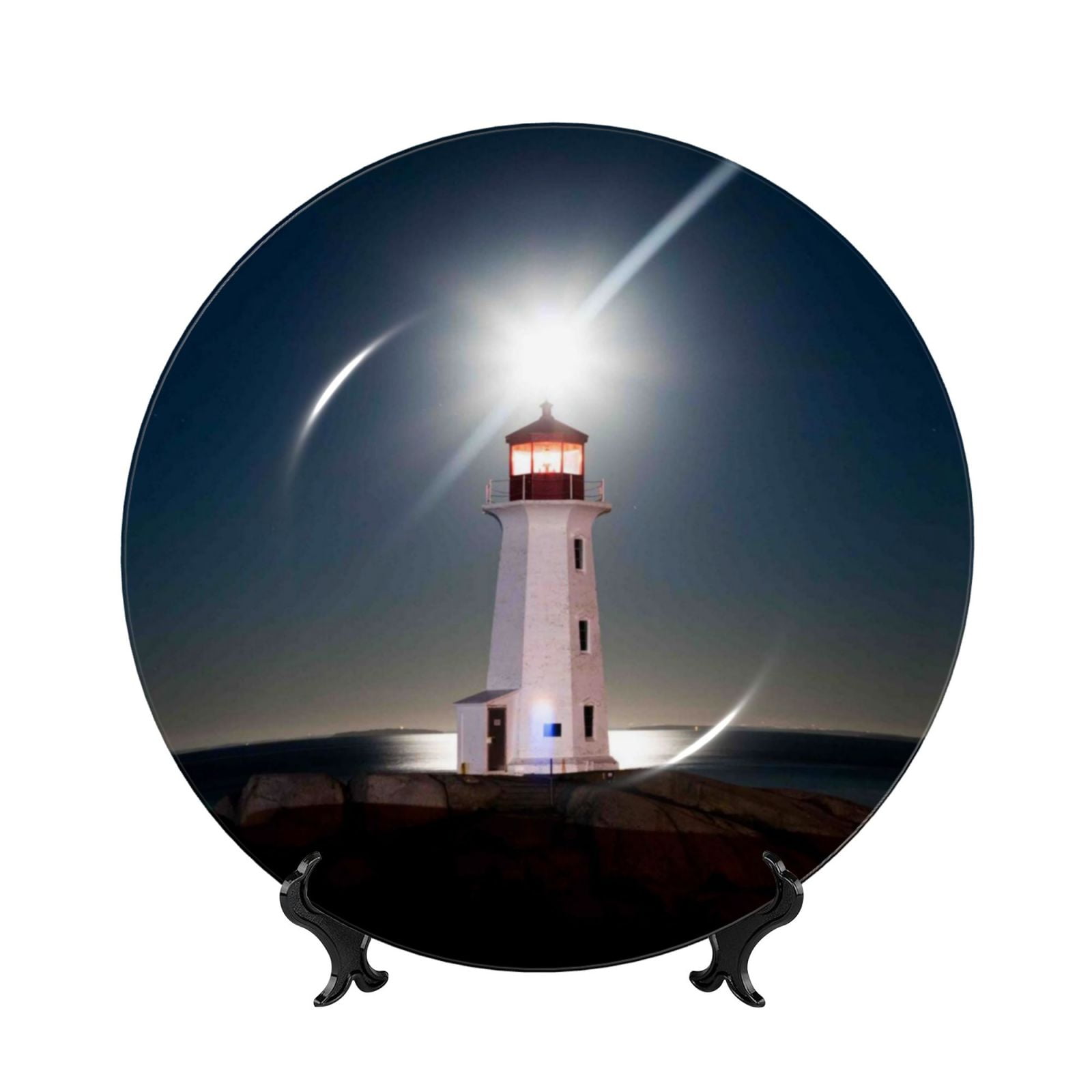 Yiaed Peggy's Cove Lighthouse Print Bone China Decorative Plate Ceramic ...