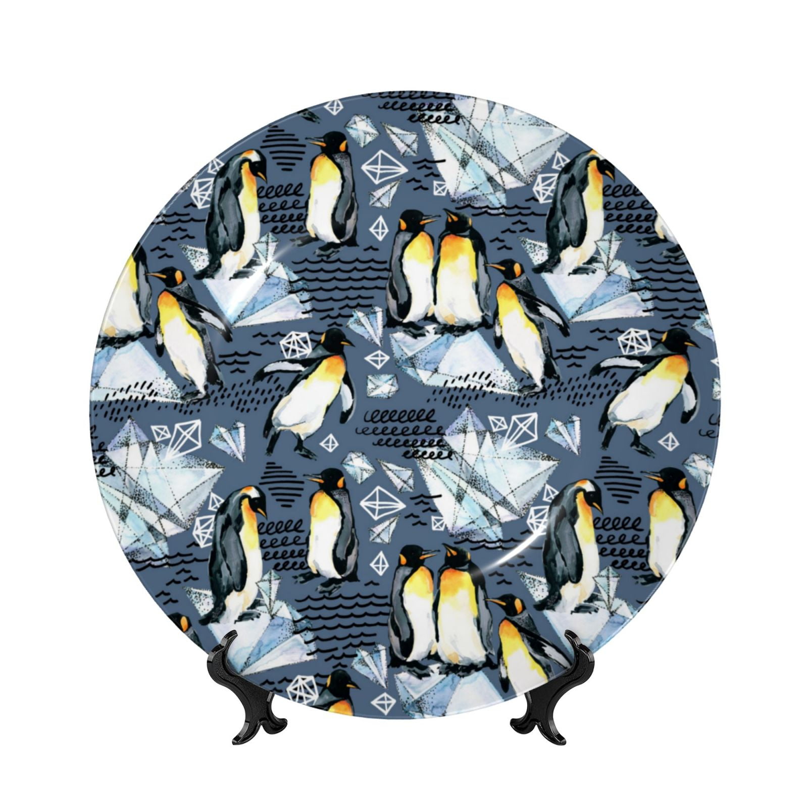Yiaed Penguin Arctic Adventure Print Bone China Decorative Plate ...