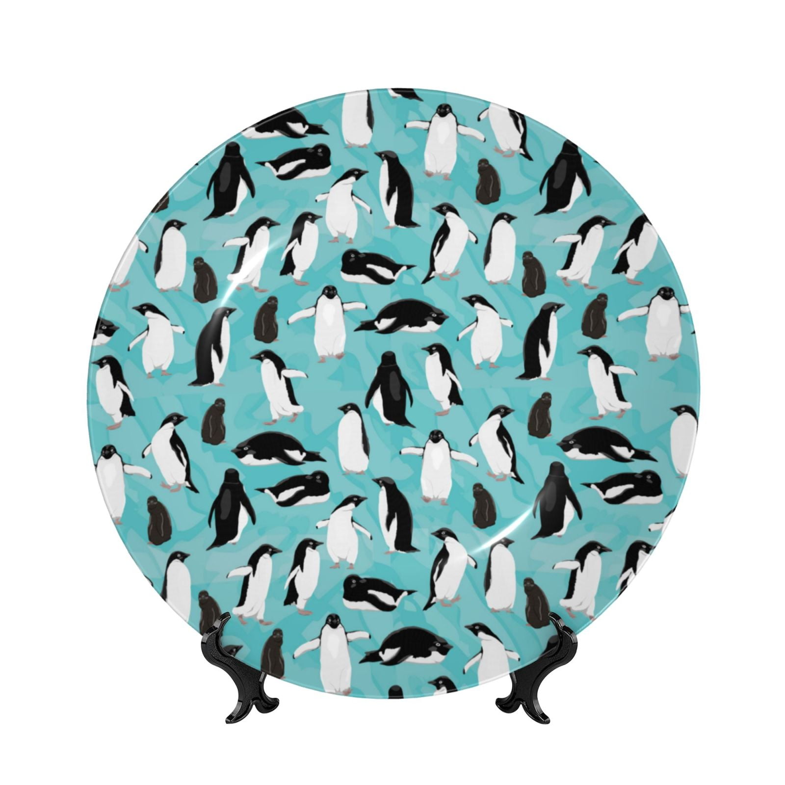 Yiaed Penguins Print Bone China Decorative Plate Ceramic Dinner Plates ...