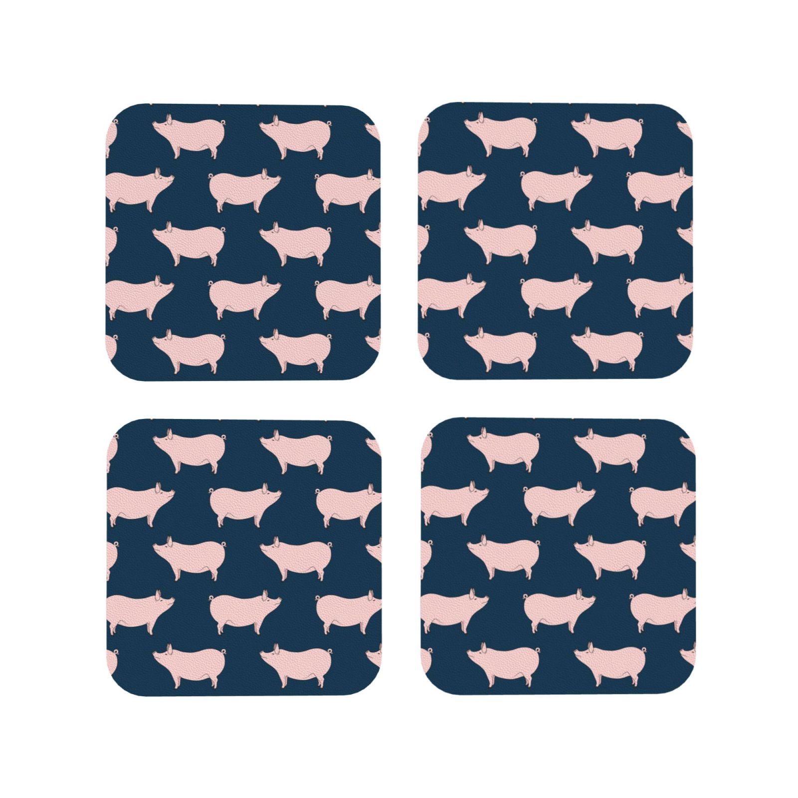 Yiaed Pig 1 Print Leather Coasters for Drinks - Cup Coasters Coffee ...