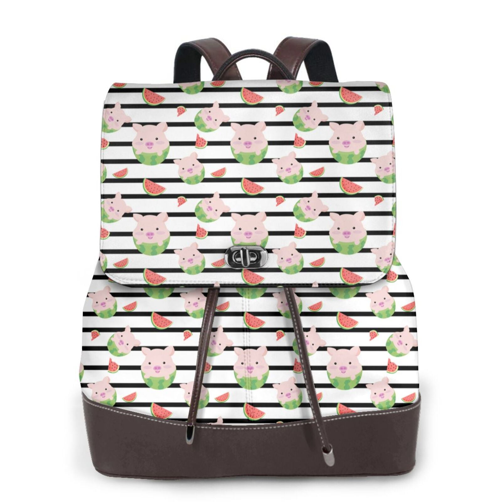 Yiaed Pig And Watermelon Print Laptop Backpack for Women Slim Computer ...