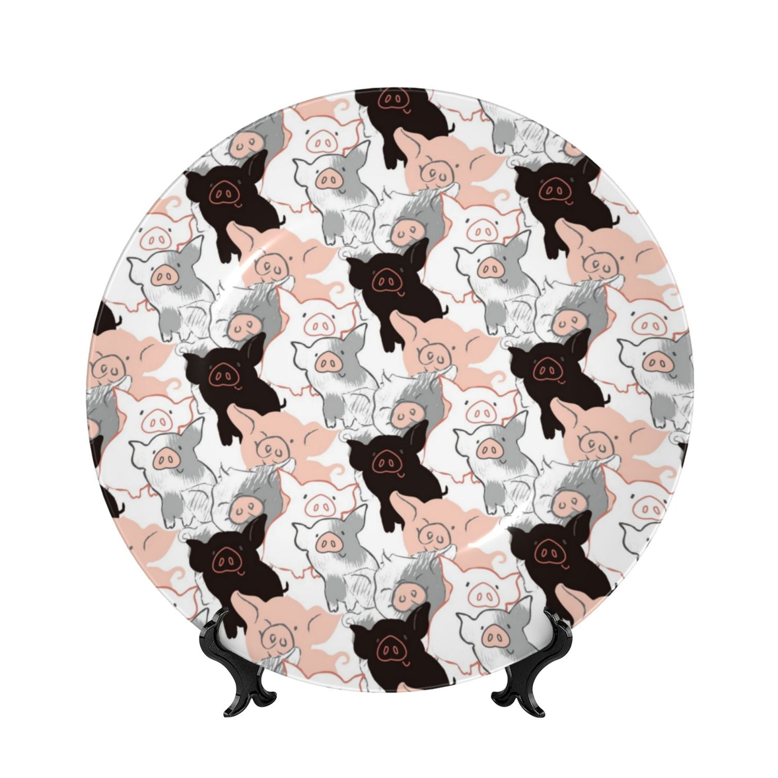 Yiaed Pigs Print Bone China Decorative Plate Ceramic Dinner Plates Art ...
