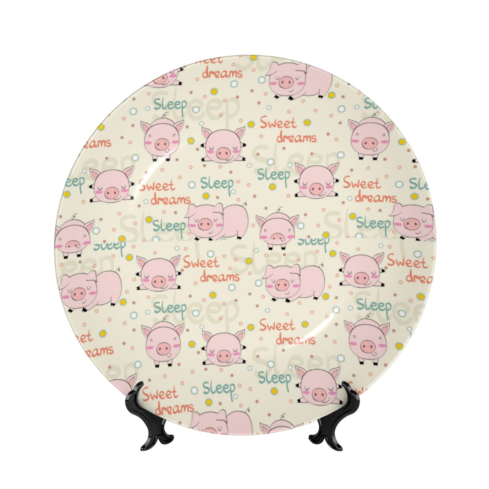 Yiaed Pigs Sleep Print Bone China Decorative Plate Ceramic Dinner ...