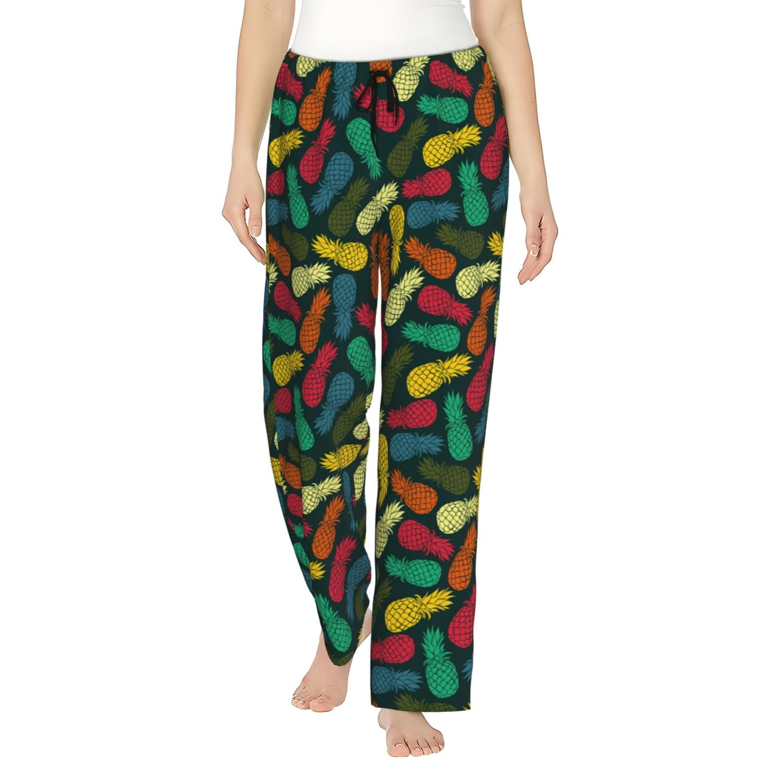 Yiaed Pineapple Fruit Colorful Print Womens Lounge Pants, Loose PJ ...