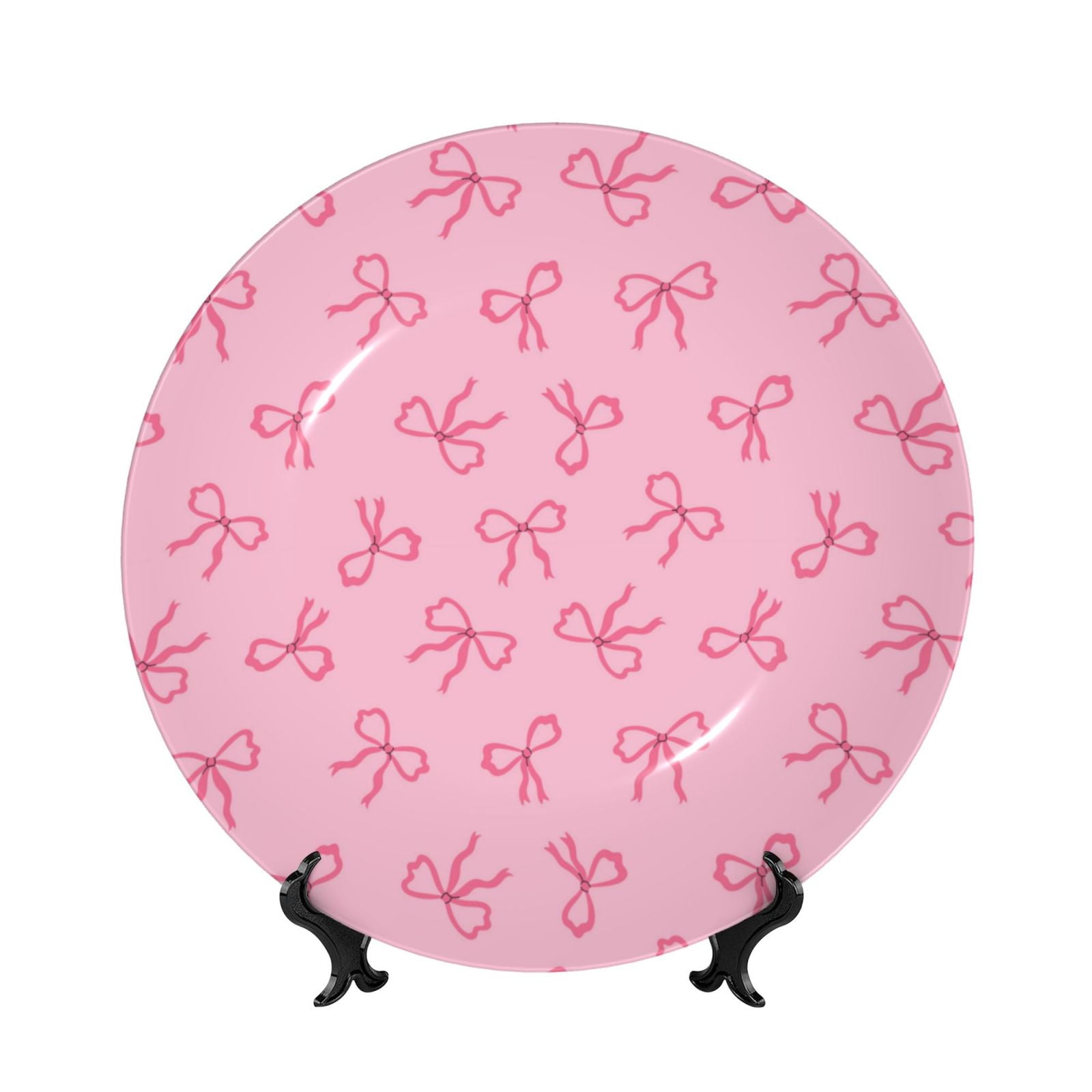 Yiaed Pink Bows Print Bone China Decorative Plate Ceramic Dinner Plates ...