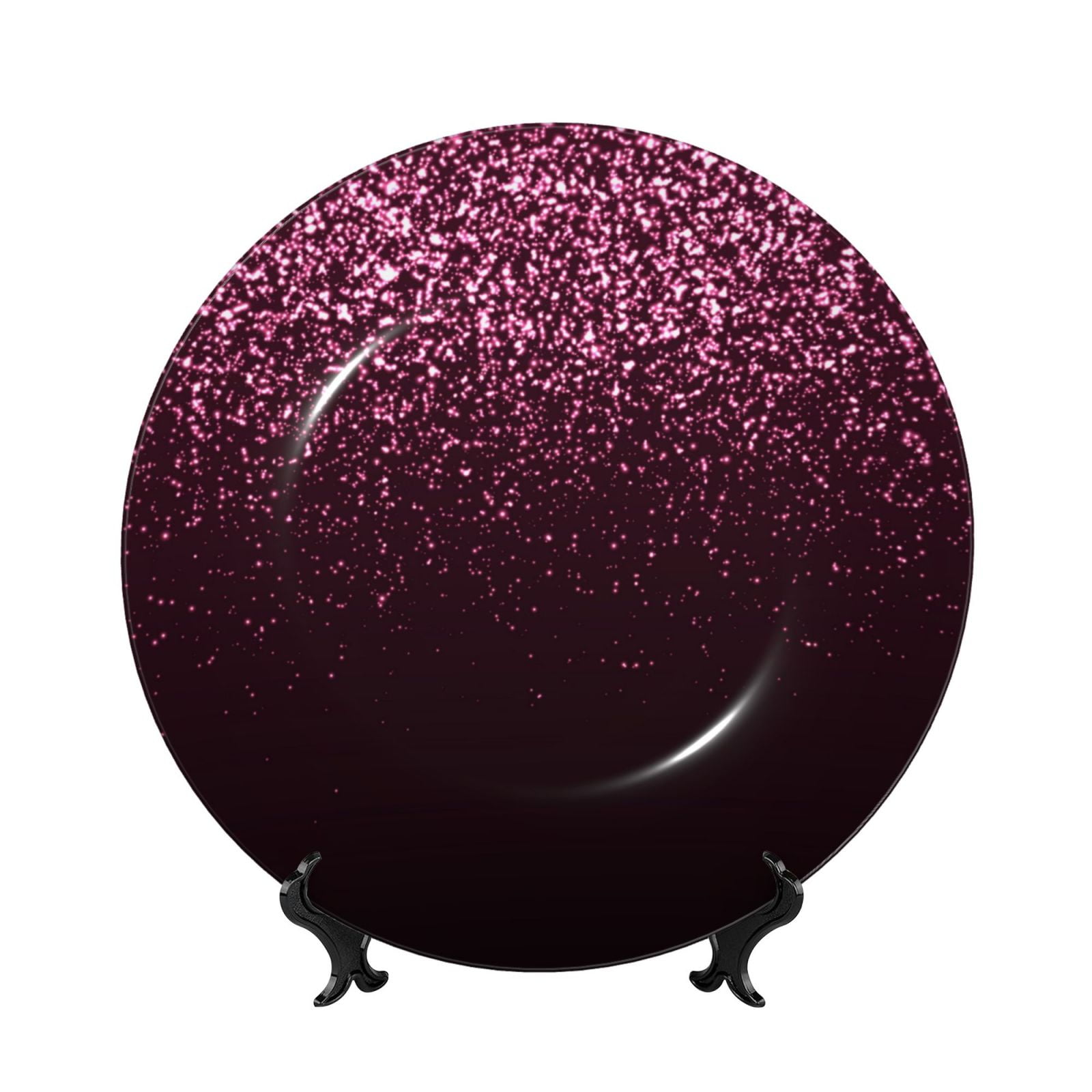 Yiaed Pink Glitter Sparkles A Print Bone China Decorative Plate Ceramic ...
