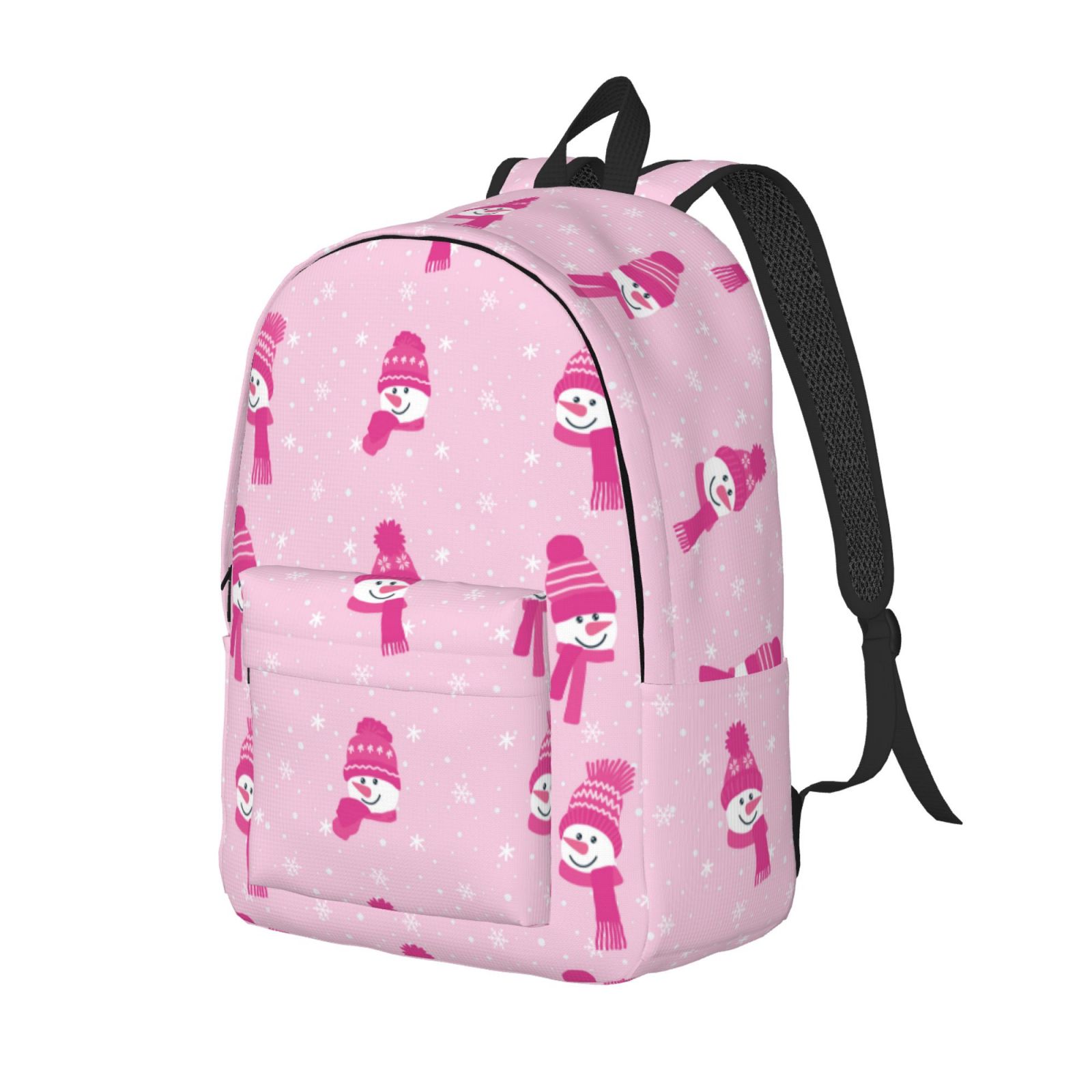 Yiaed Pink Scarf Snowman Print Laptop Backpack Travel Canvas Backpack ...