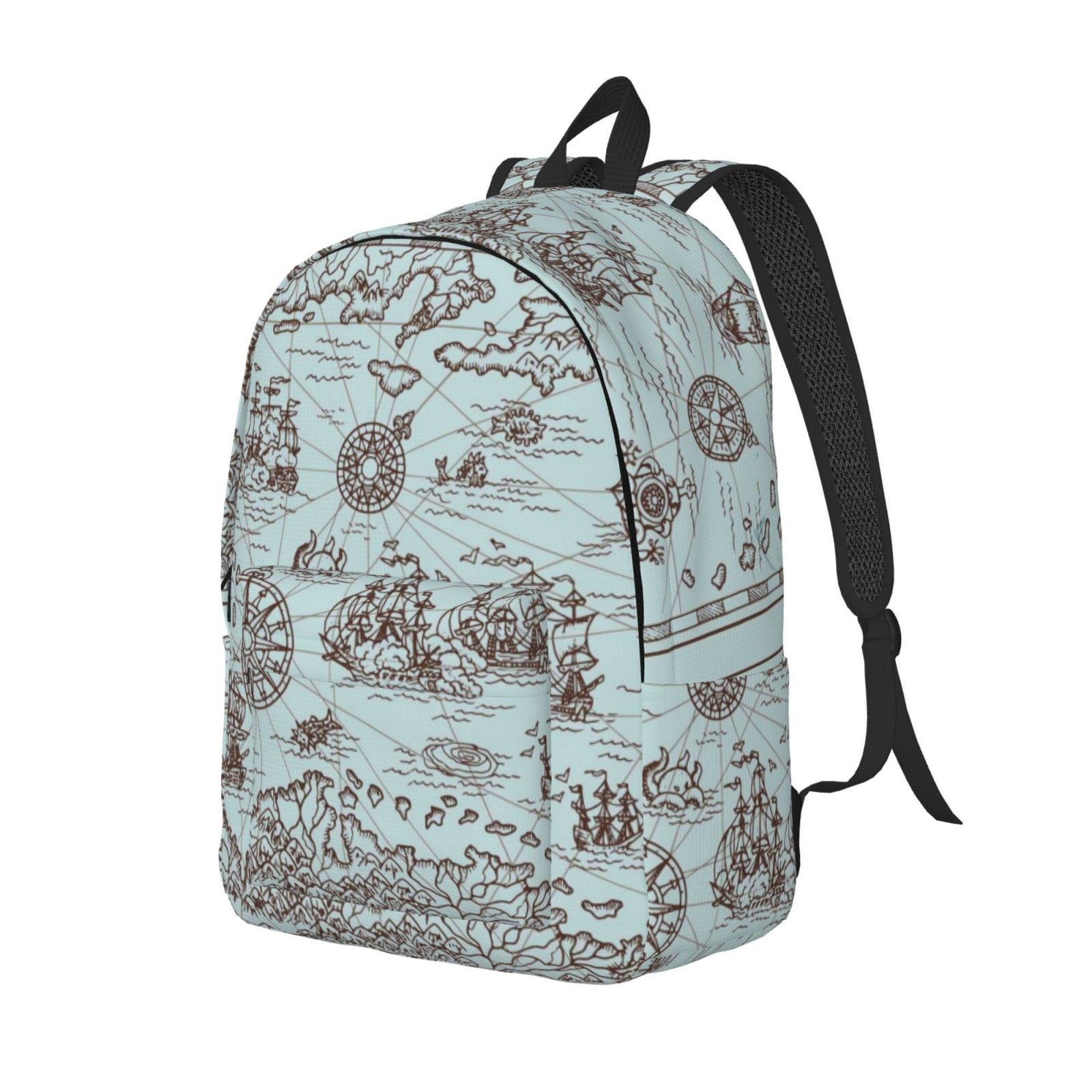Yiaed Pirate Adventure Map Print Print Laptop Backpack Travel Canvas ...