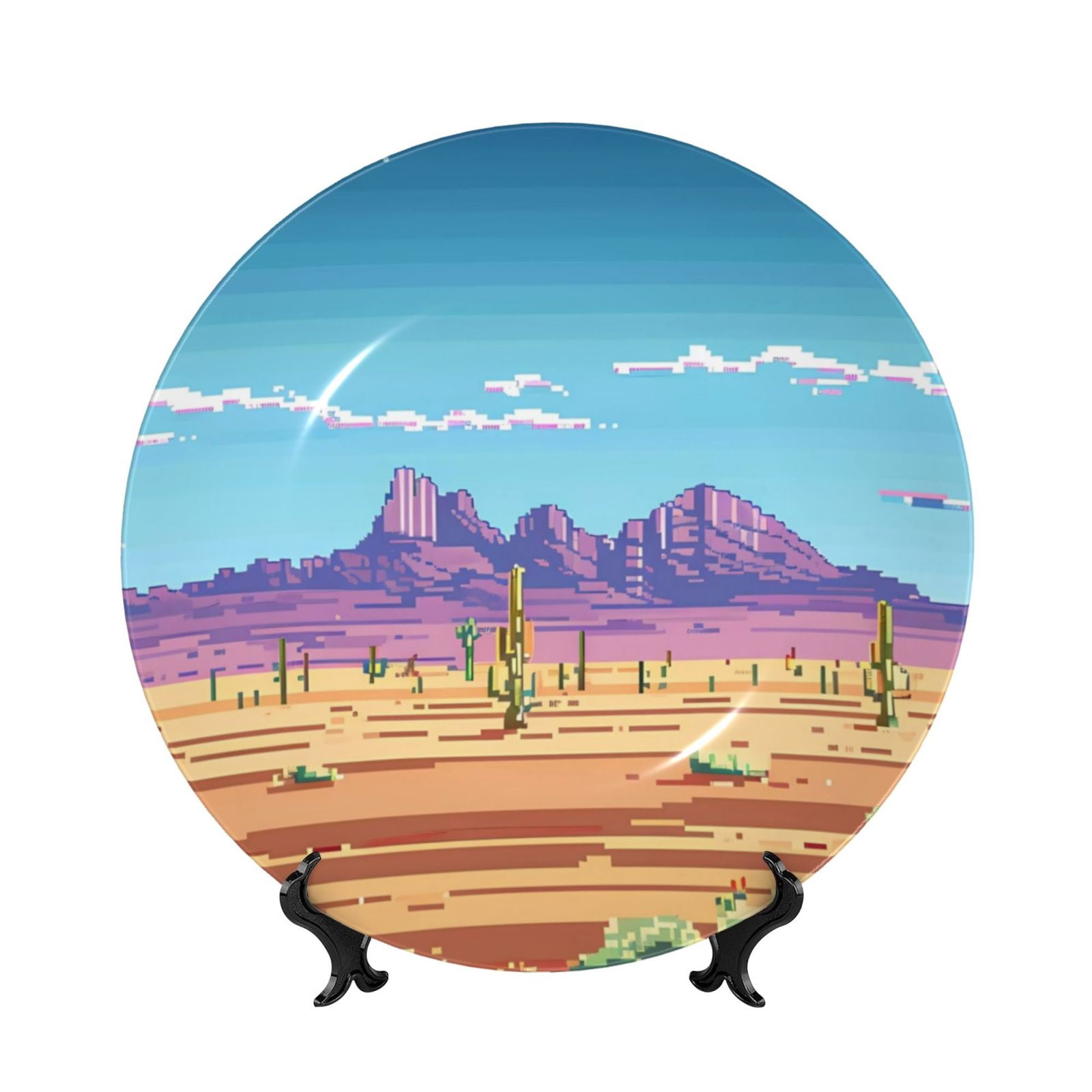 Yiaed Pixel Desert Landscape Print Bone China Decorative Plate Ceramic ...
