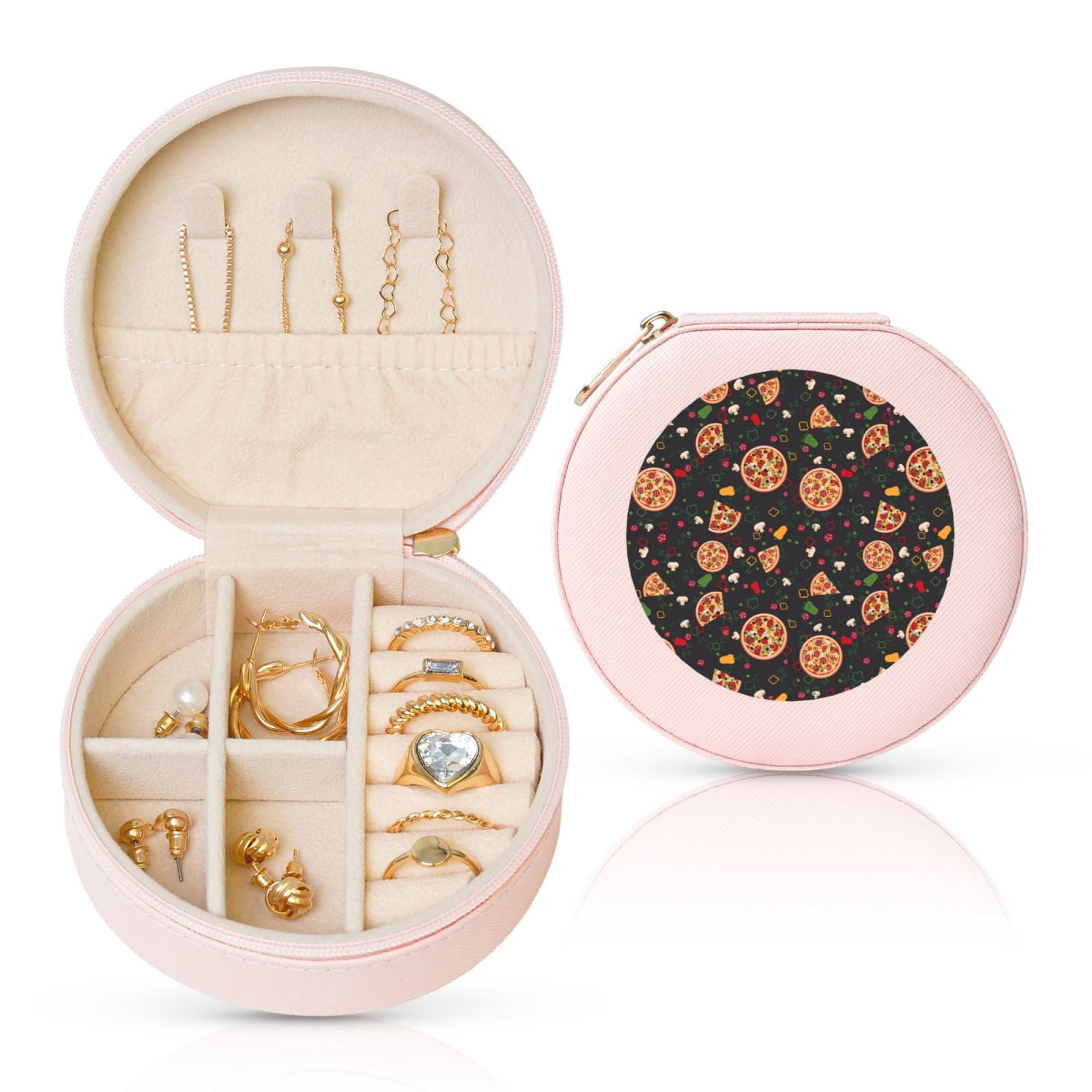 Yiaed Pizzas Mushrooms Print Travel Jewelry Case Bridesmaid Gift Boxes ...
