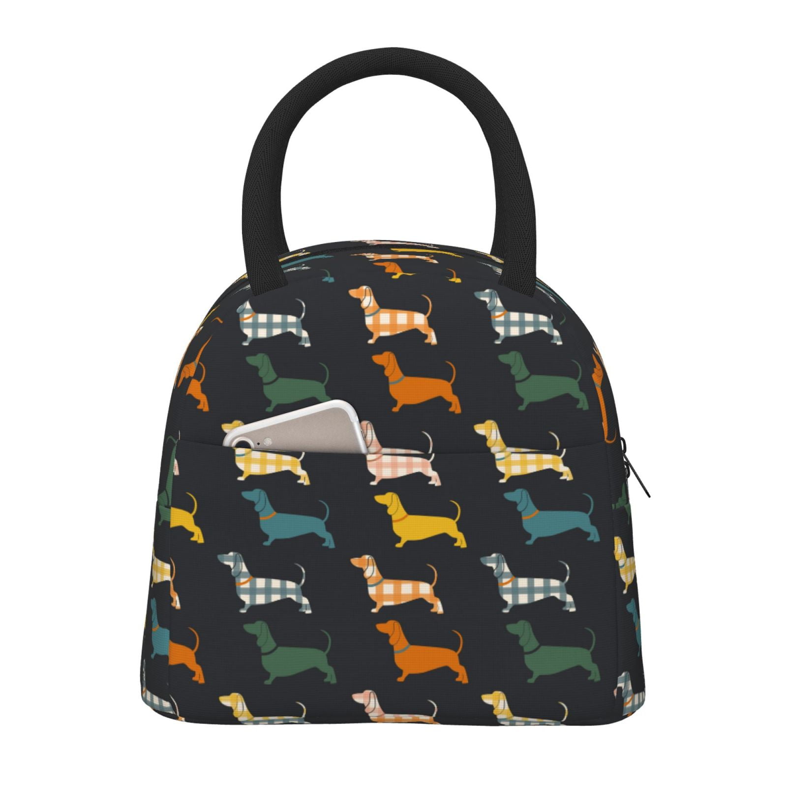 Yiaed Plaid Dachshund Print Lunch Bag Adult Insulated Lunch Box ...