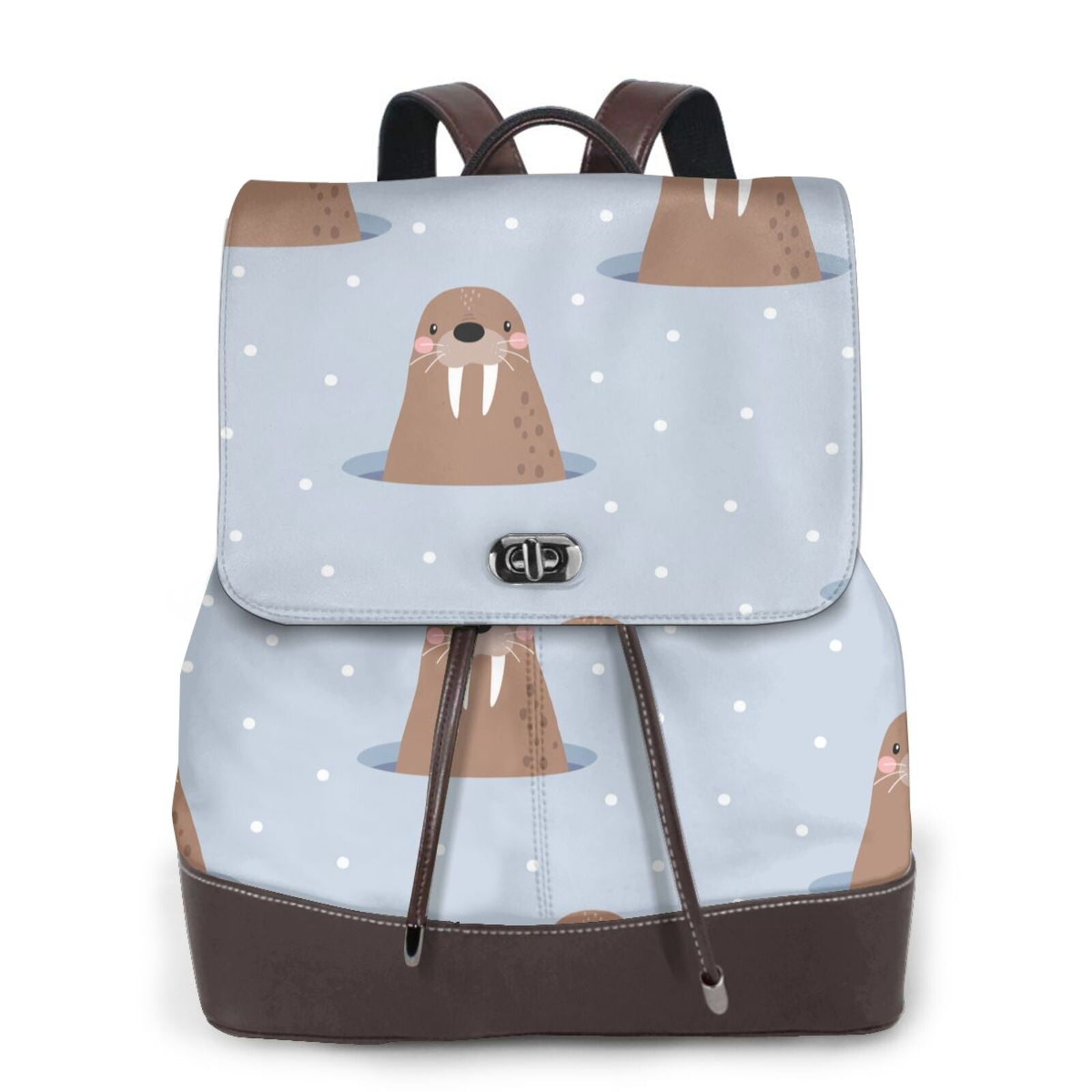 Yiaed Playful Walrus Wonders Print Laptop Backpack for Women Slim ...
