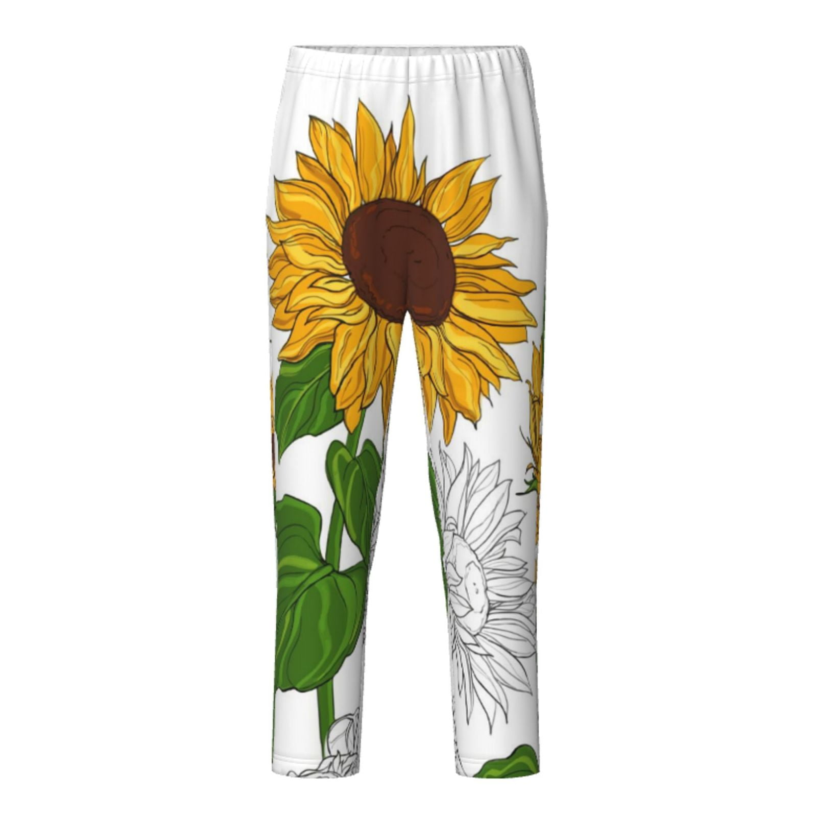 Yiaed Plump Sunflower And Sketch Print Teenagers' Lounge Pants, Loose ...