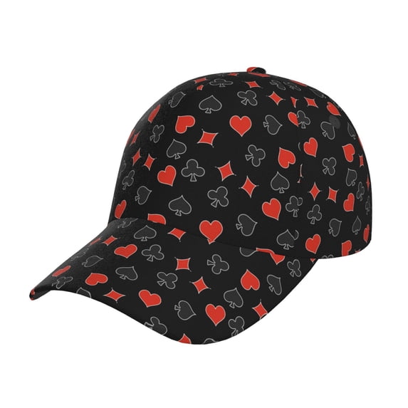 Yiaed Poker Creative Symbols Print Cap Adjustable Size for Running ...
