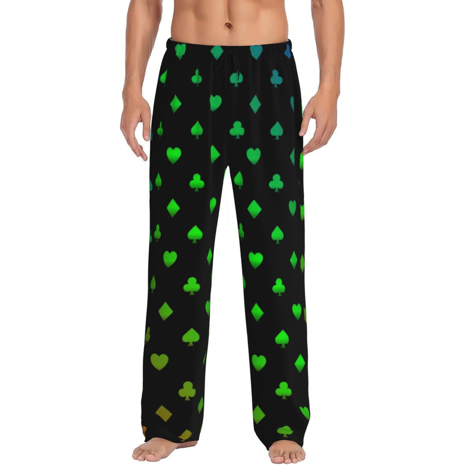 Yiaed Poker Shapes Print Men's Lounge Pants, Loose PJ Bottoms, Long ...