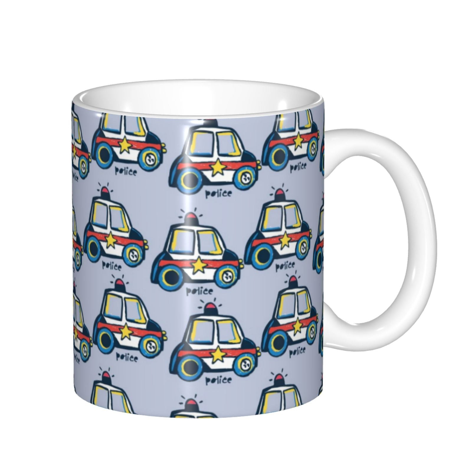 Yiaed Police Car Print Ceramics Coffee,Large Handle Design,Extra Large ...