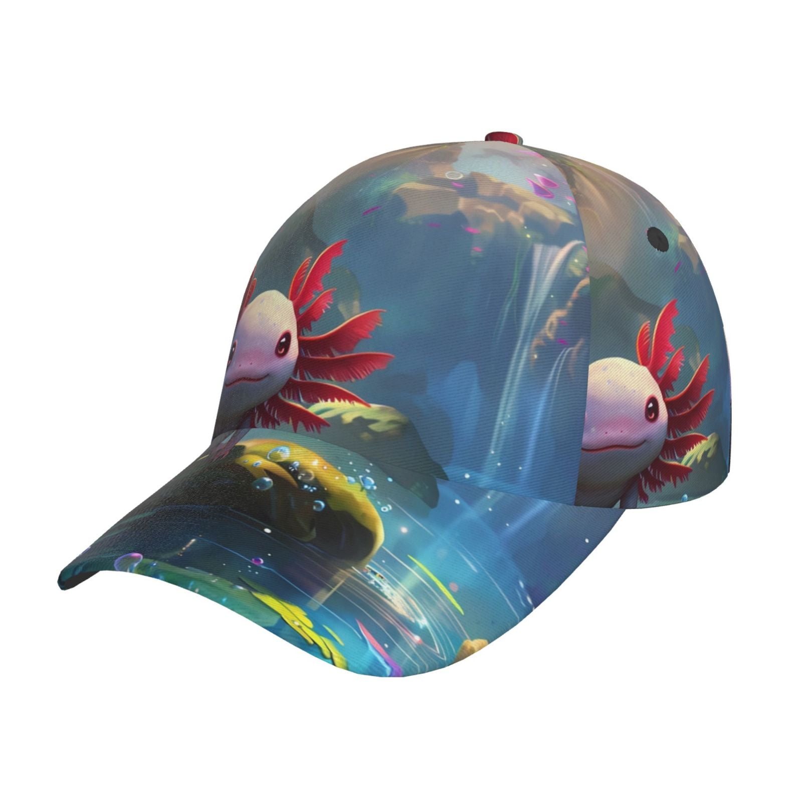 Yiaed Pond Cute Axolotl Print Cap Adjustable Size for Running Workouts ...