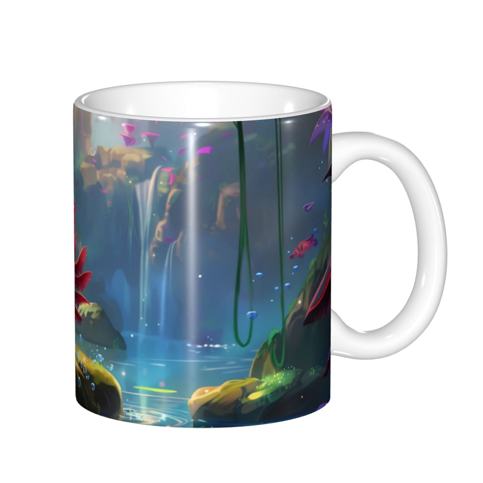 Yiaed Pond Cute Axolotl Print Ceramics Coffee,Large Handle Design,Extra ...