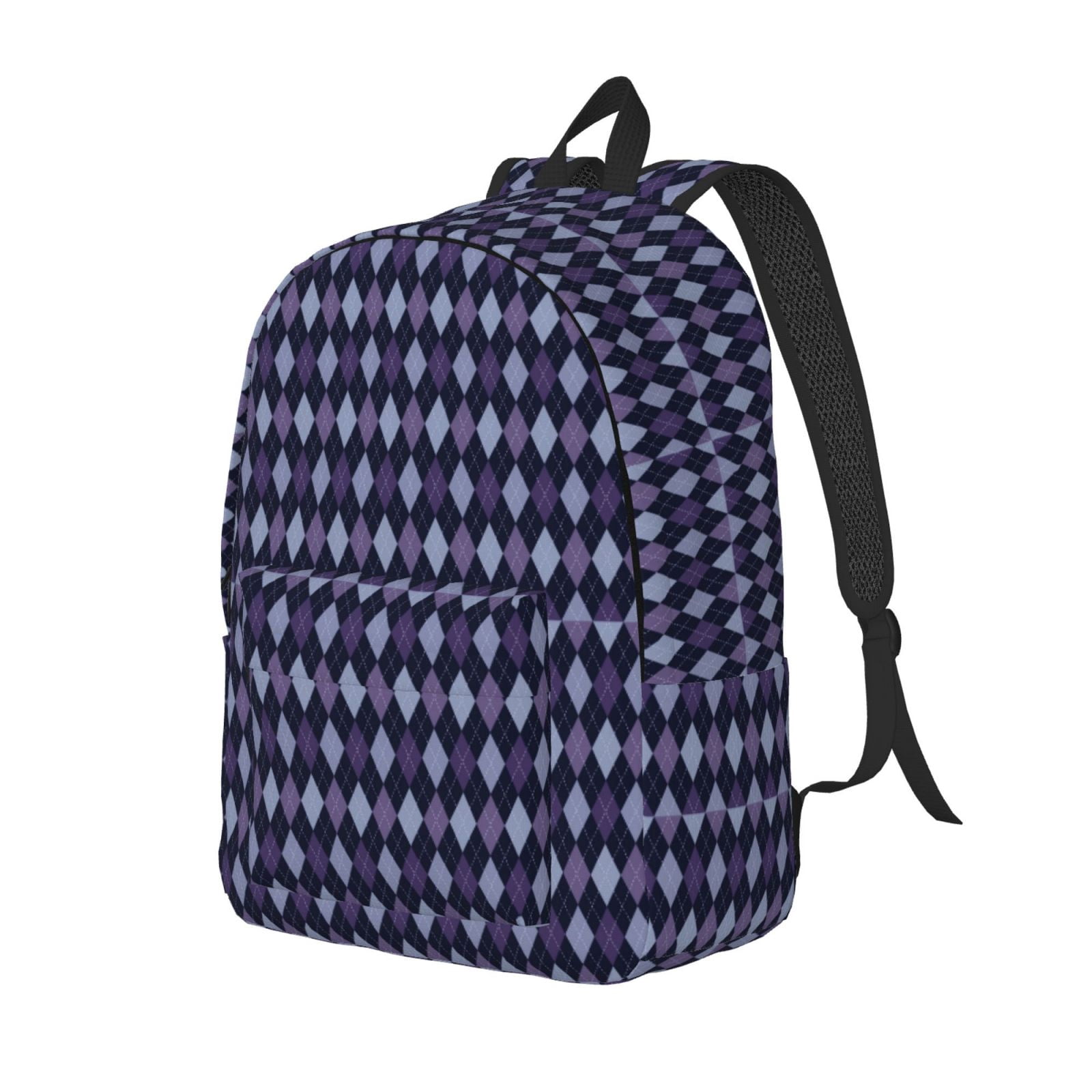 Yiaed Purple and Blue Squares Print Print Laptop Backpack Travel Canvas ...