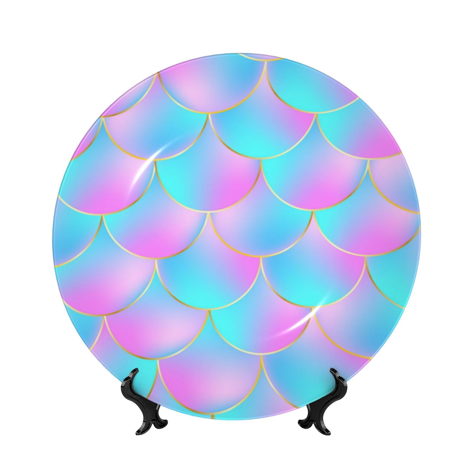 Yiaed Purple Dragon Scales Print Bone China Decorative Plate Ceramic ...