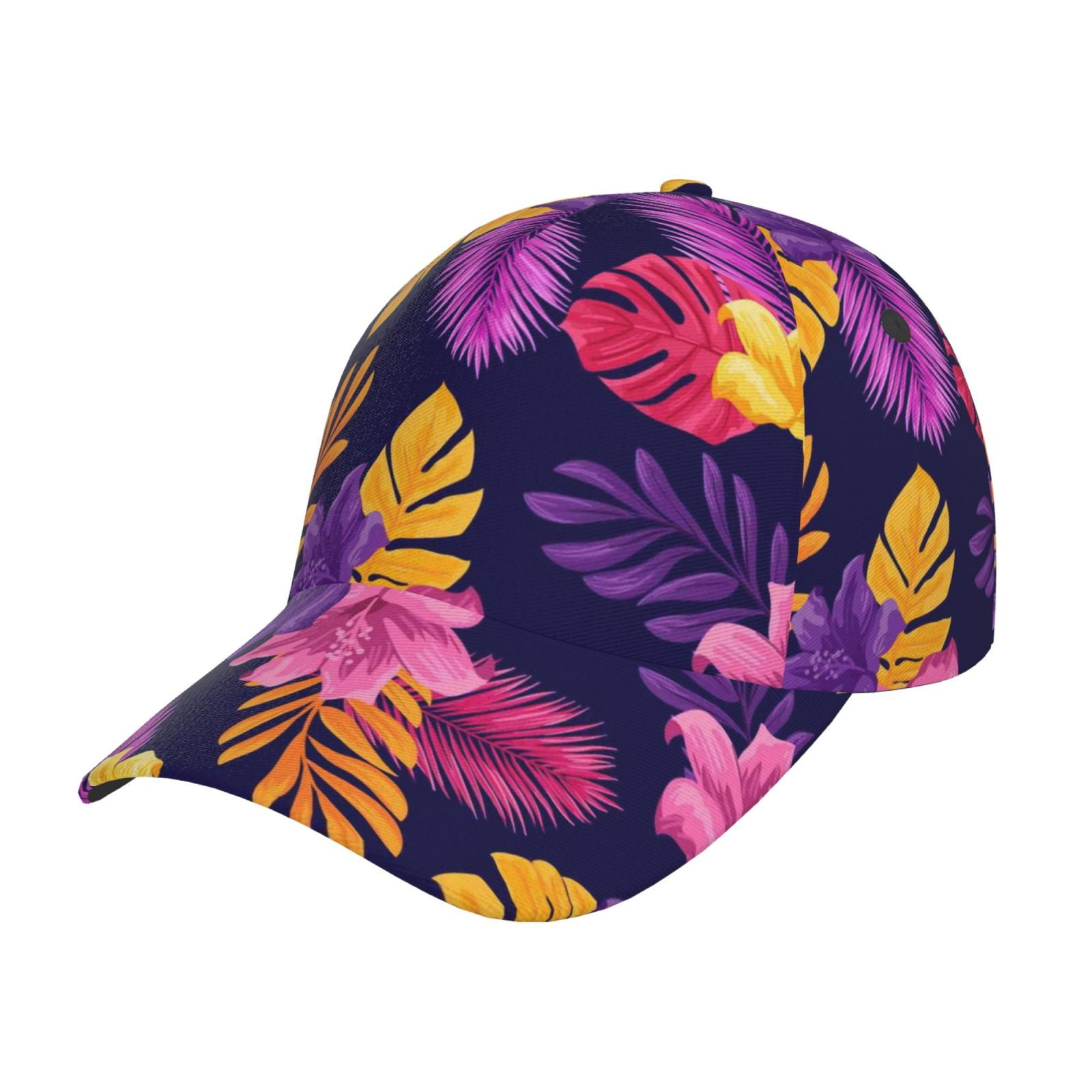 Yiaed Purple Flower Print Cap Adjustable Size for Running Workouts and ...