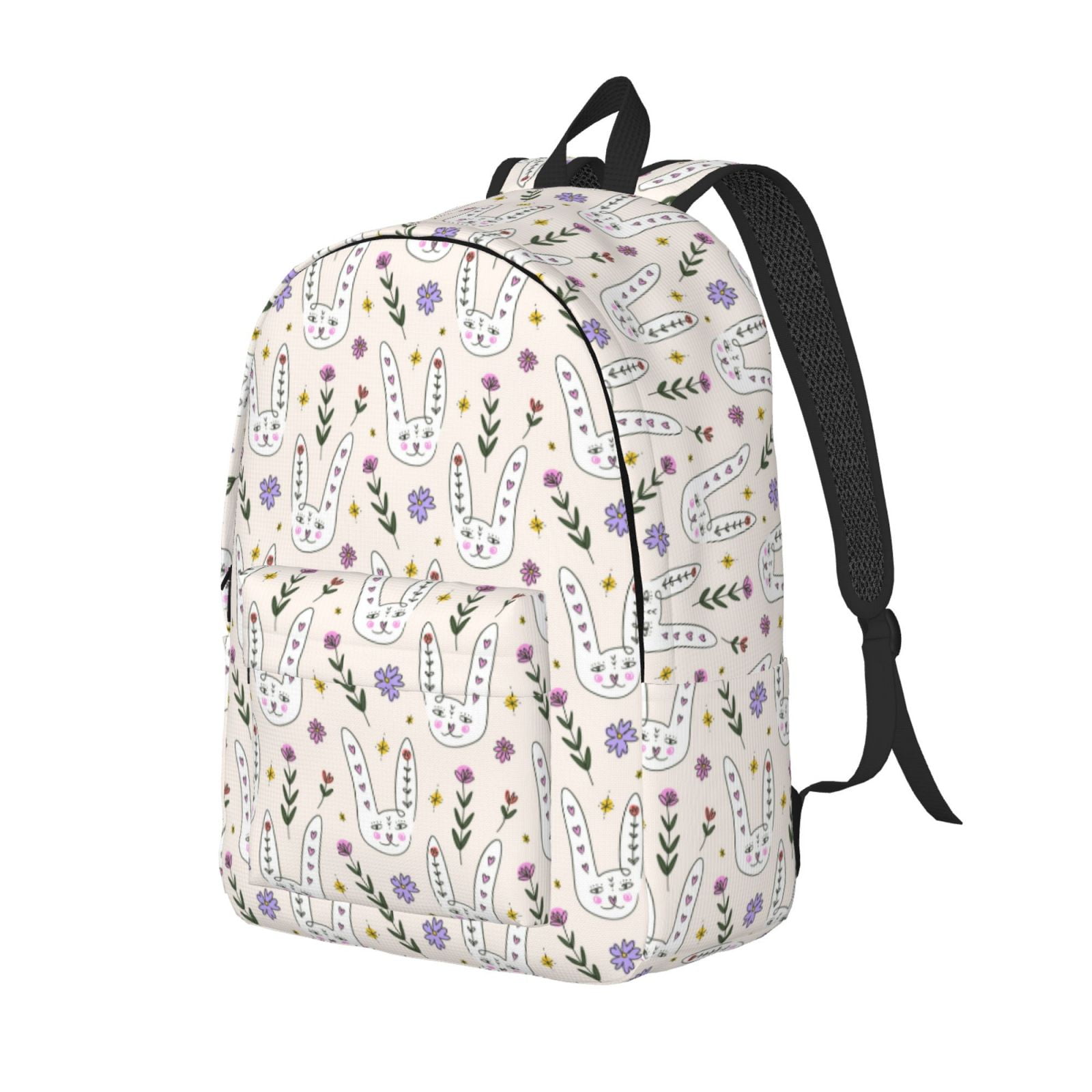 Yiaed Purple Flower Rabbit Print Print Laptop Backpack Travel Canvas ...
