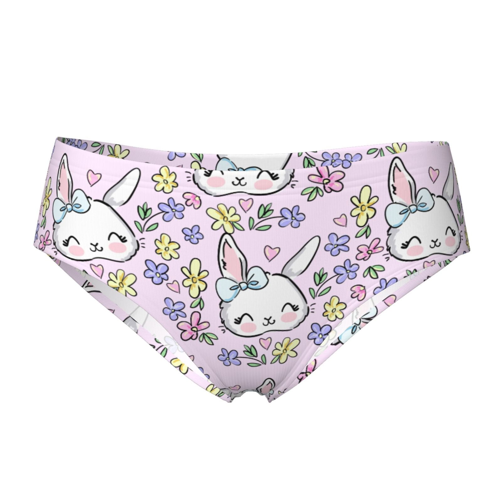 Yiaed Purple Rabbit Pattern Underwear for Women Low Waisted Full ...