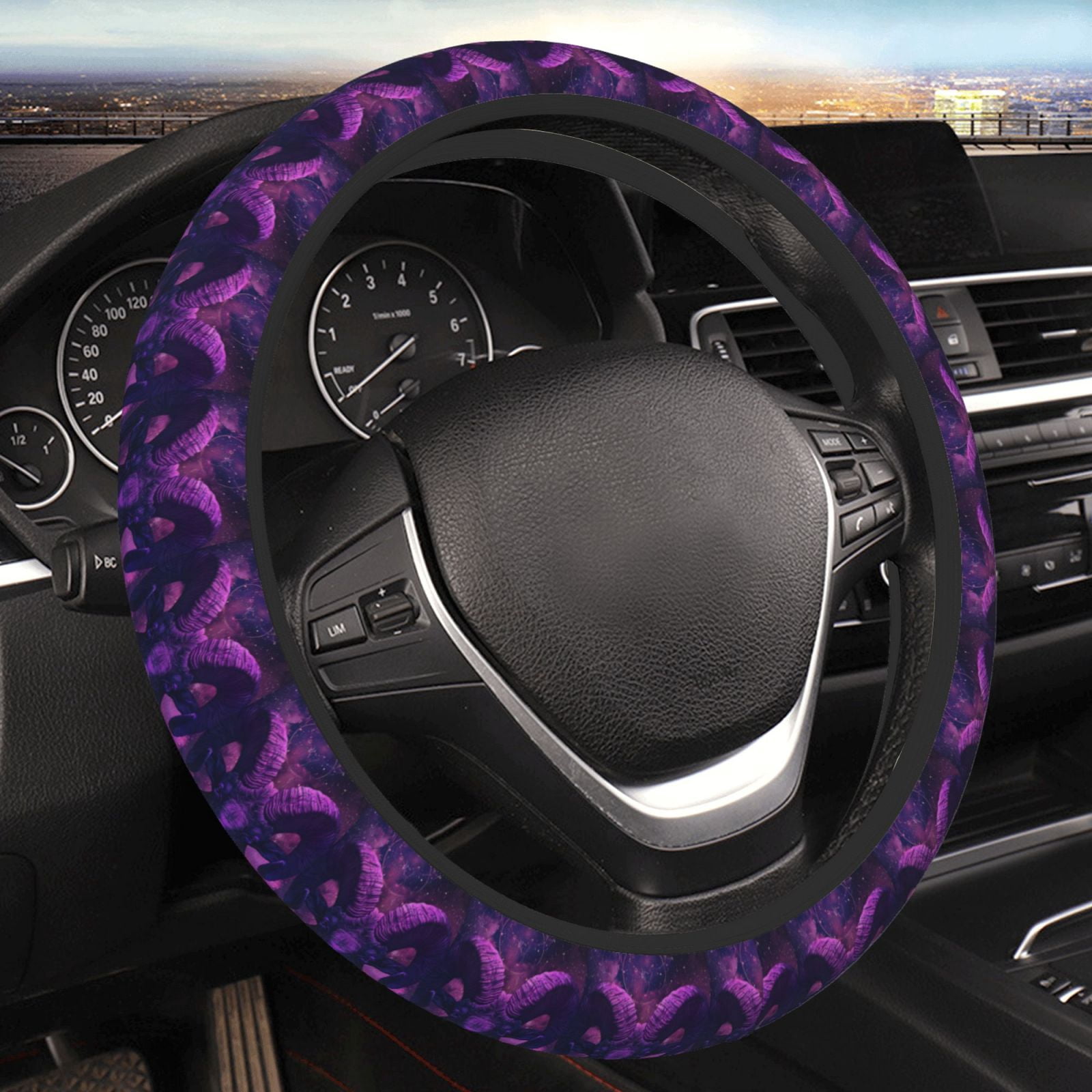 Yiaed Purple Starry Sky Antelope Steering Wheel Cover,Universal 15 Inch ...