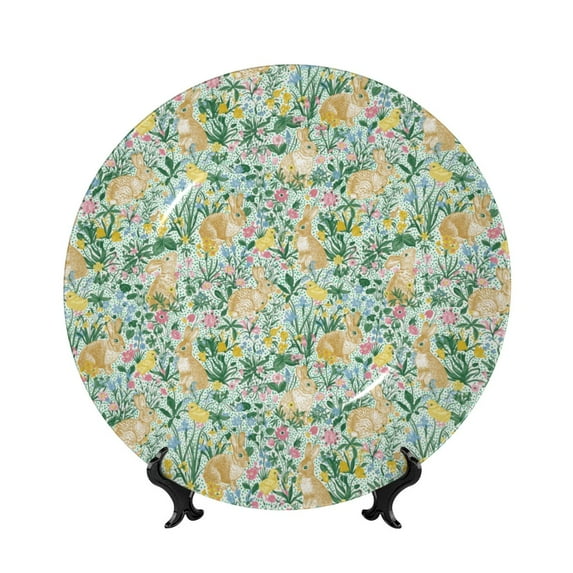 Yiaed Rabbit And Chick Print Bone China Decorative Plate Ceramic Dinner ...