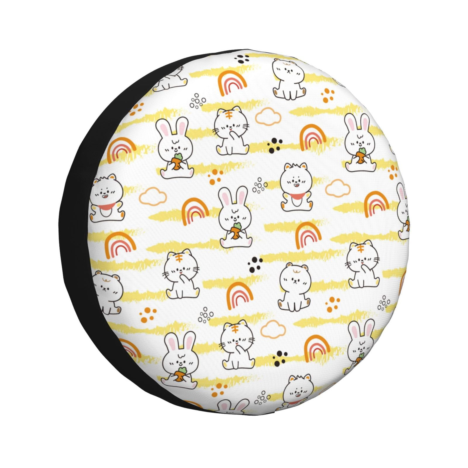 Yiaed Rabbit And Milk Tea Print Tire Wheel Cover, Waterproof Spare Tire ...
