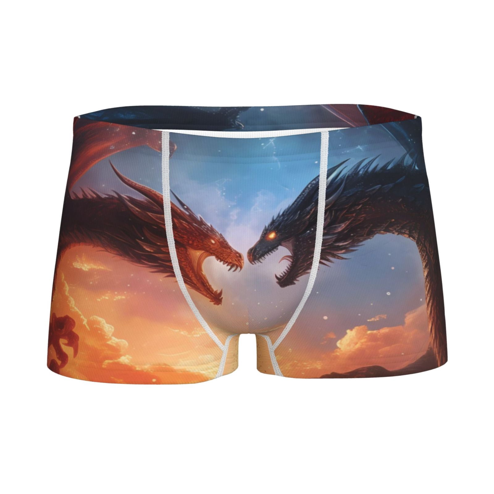 Yiaed Red And Blue Fire Cloud Dragon Print Boys' Boxer Briefs Cotton ...