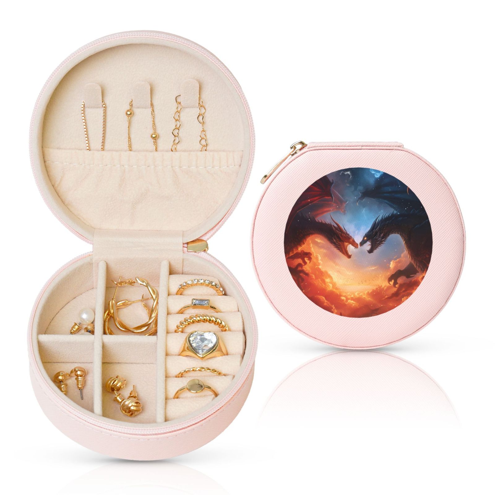 Yiaed Red And Blue Fire Cloud Dragon Print Travel Jewelry Case ...