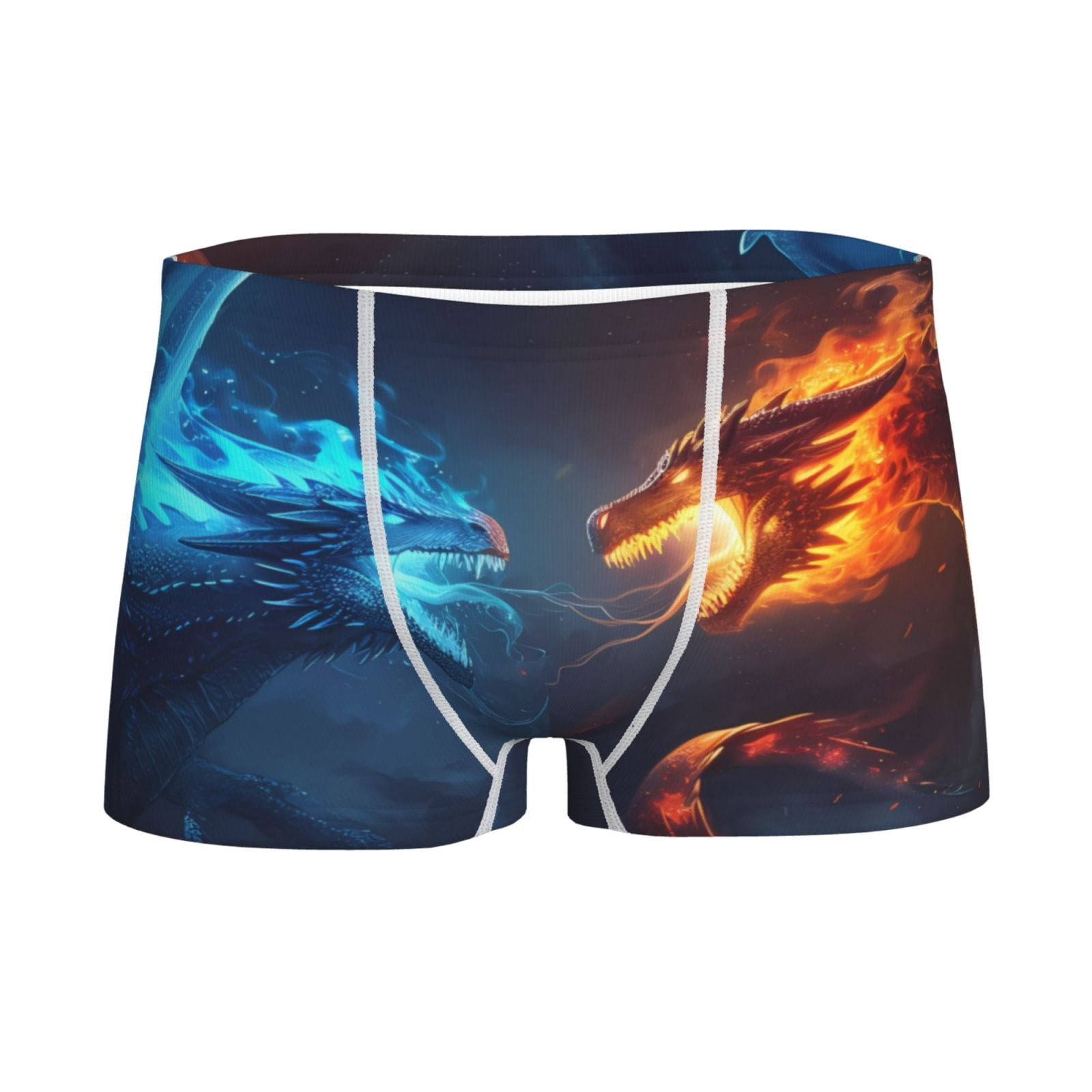 Yiaed Red And Blue Fire Dragon C Print Boys' Boxer Briefs Cotton Casual ...