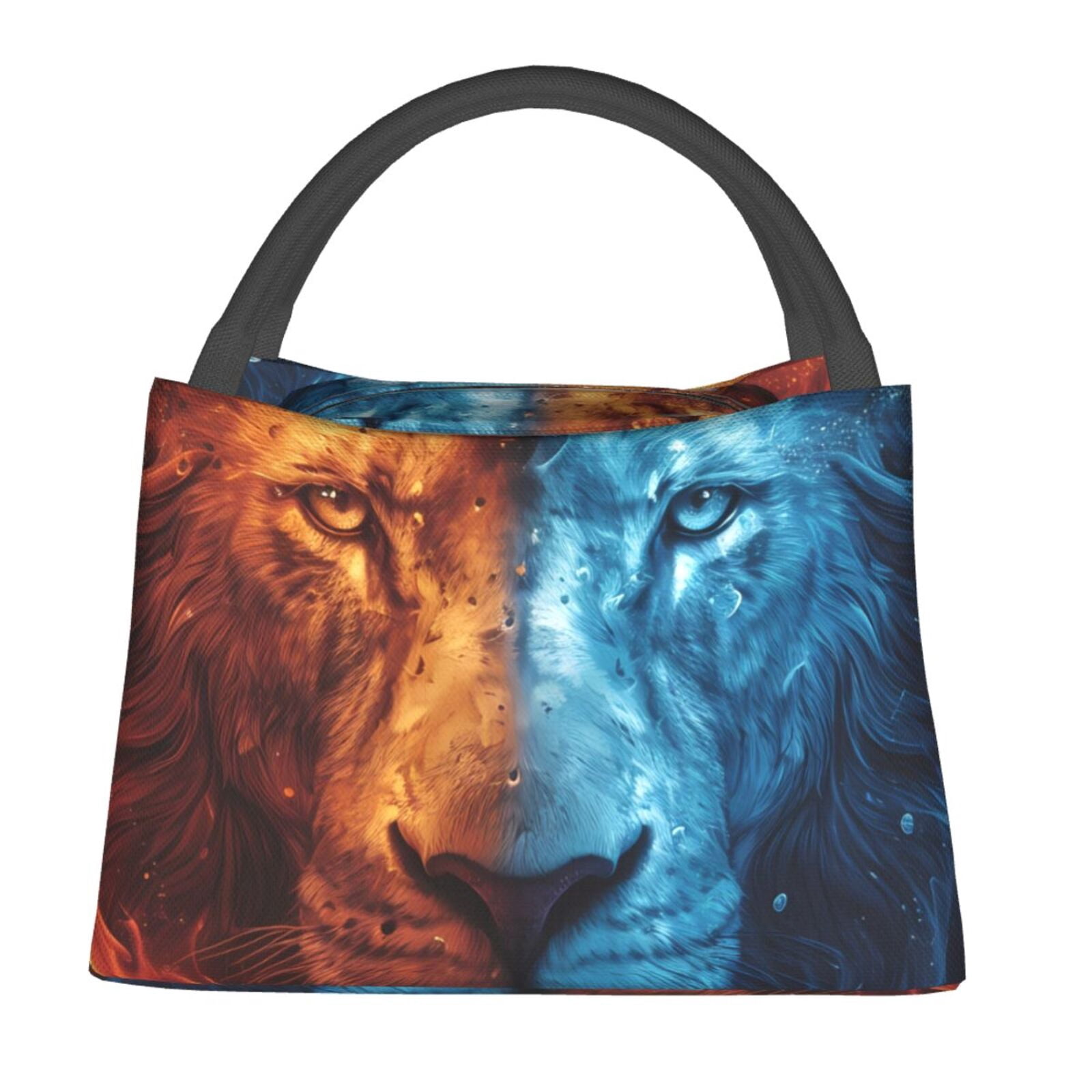 Yiaed Red And Blue Fire Lion Print Lunch box lunch bag Portable ...