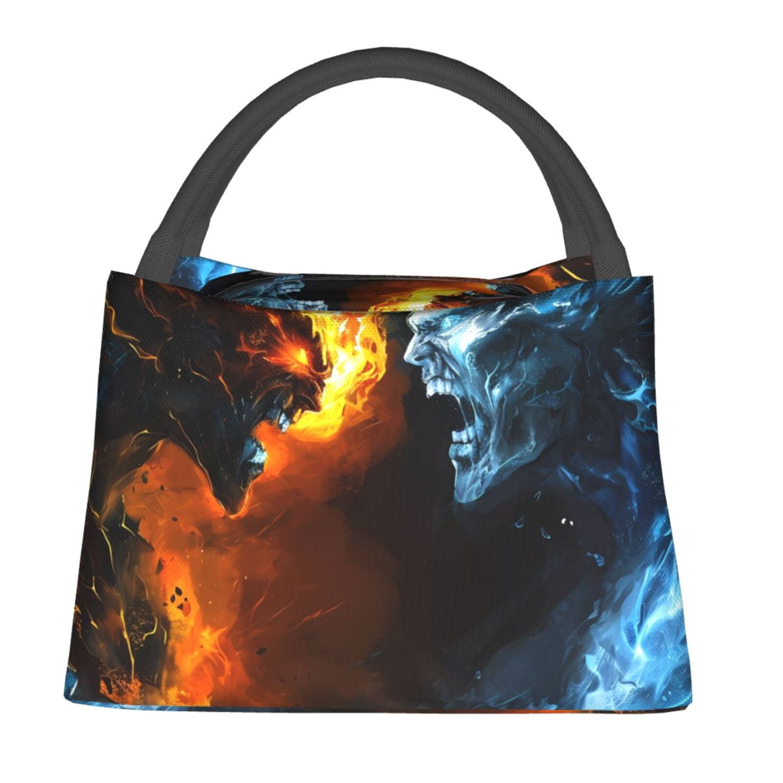 Yiaed Red And Blue Fire Skull Warrior Print Lunch box lunch bag ...