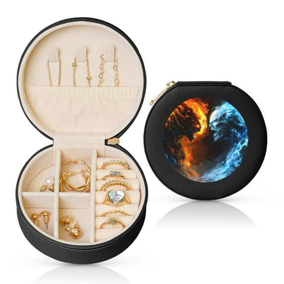 Yiaed Red And Blue Fire Skull Warrior Print Travel Jewelry Case ...