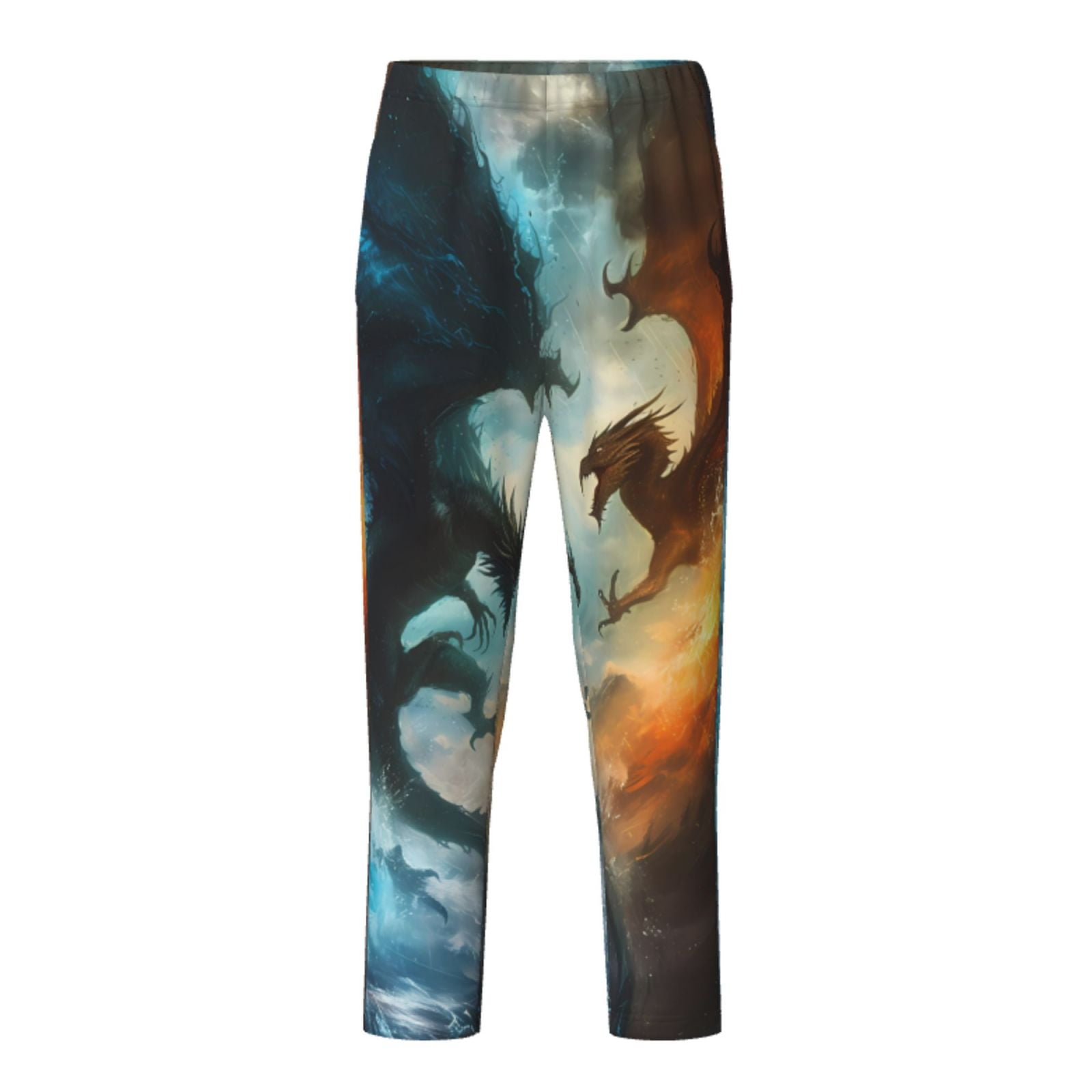 Yiaed Red And Blue Flame Wave Dragon Print Teenagers' Lounge Pants ...