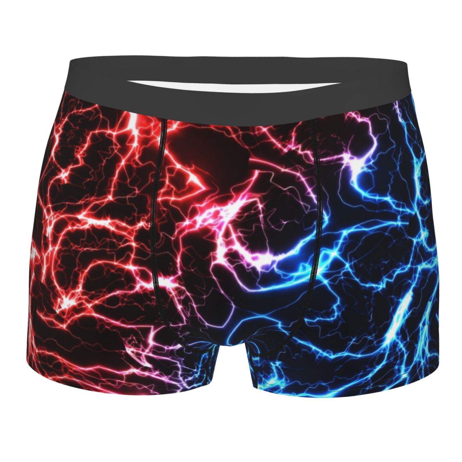 Yiaed Red And Blue Lightning Print Men's Soft Cotton Boxer Shorts ...