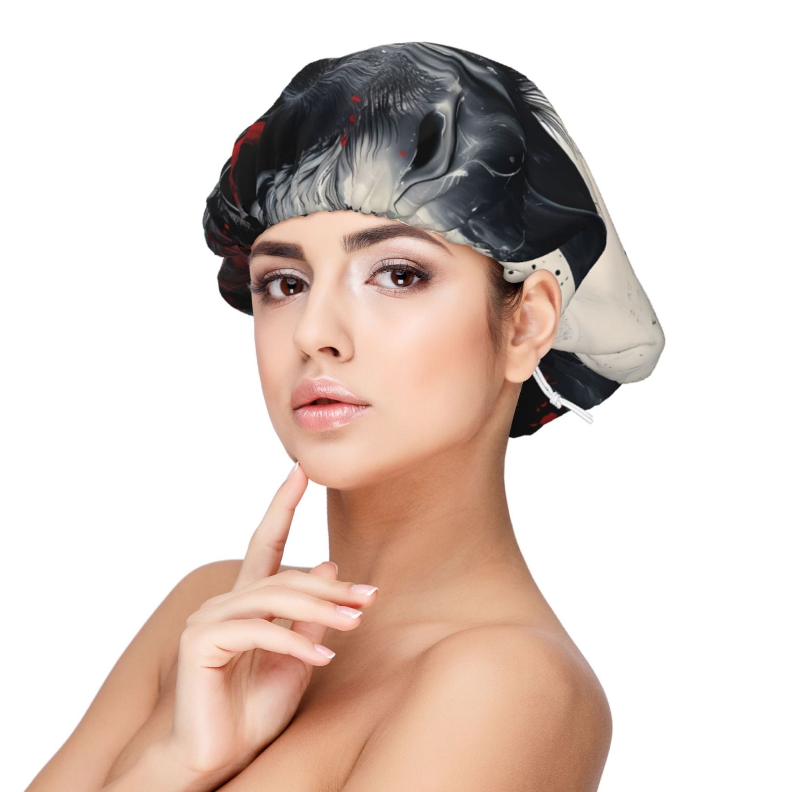 Yiaed Red Black Ink Style Bald Eagle Print Satin Bonnet Silk Bonnet ...