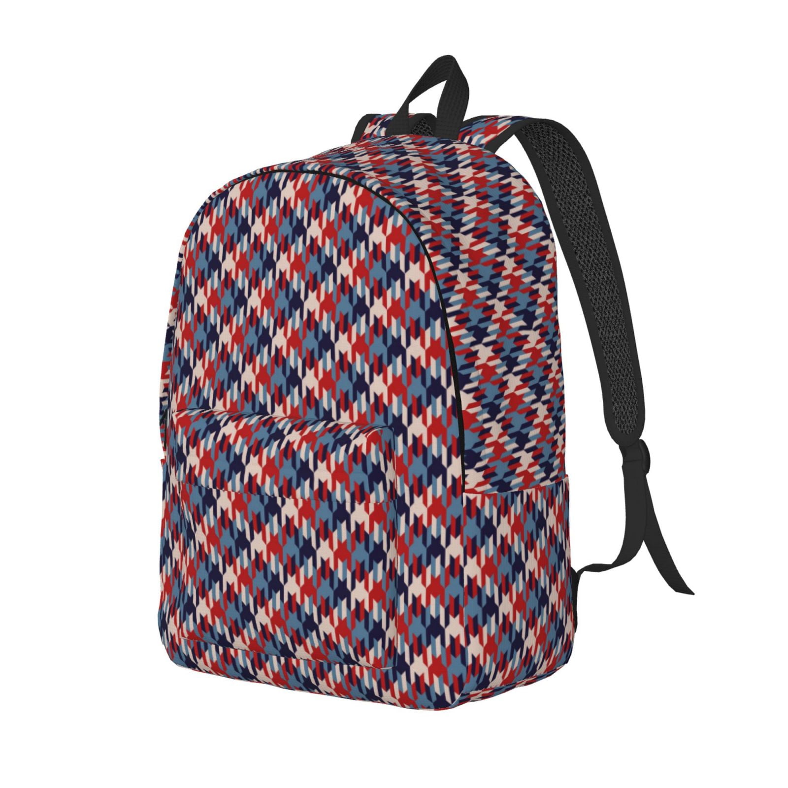 Yiaed Red Blue Checked Print Laptop Backpack Travel Canvas Backpack ...