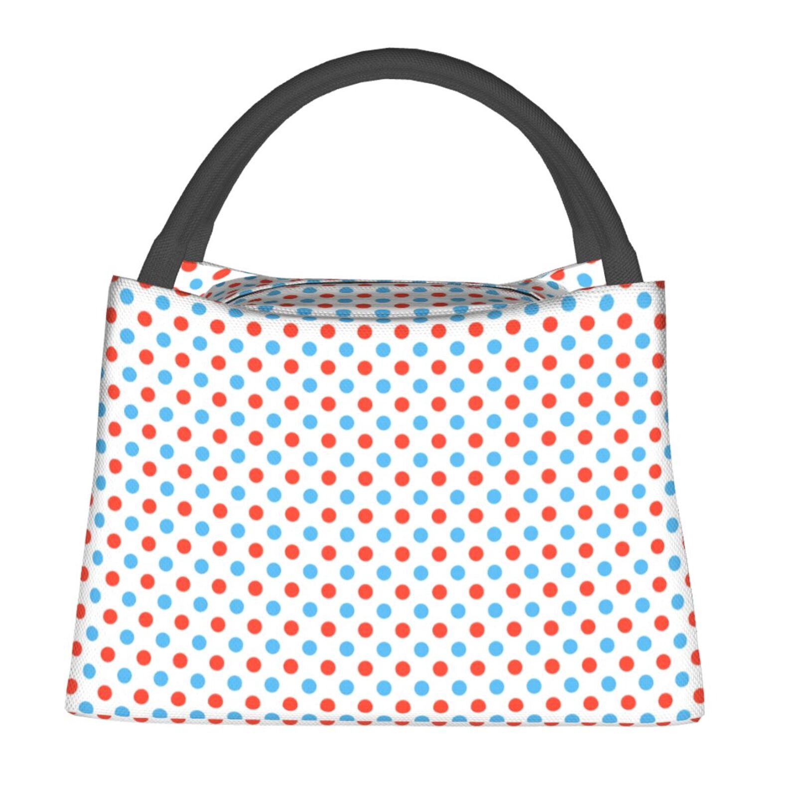 Yiaed Red Blue Polka Dots Print Lunch box lunch bag Portable Insulated ...