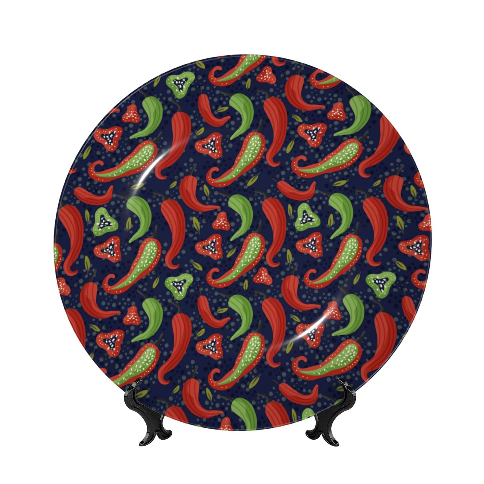 Yiaed Red Chili Print Bone China Decorative Plate Ceramic Dinner Plates ...