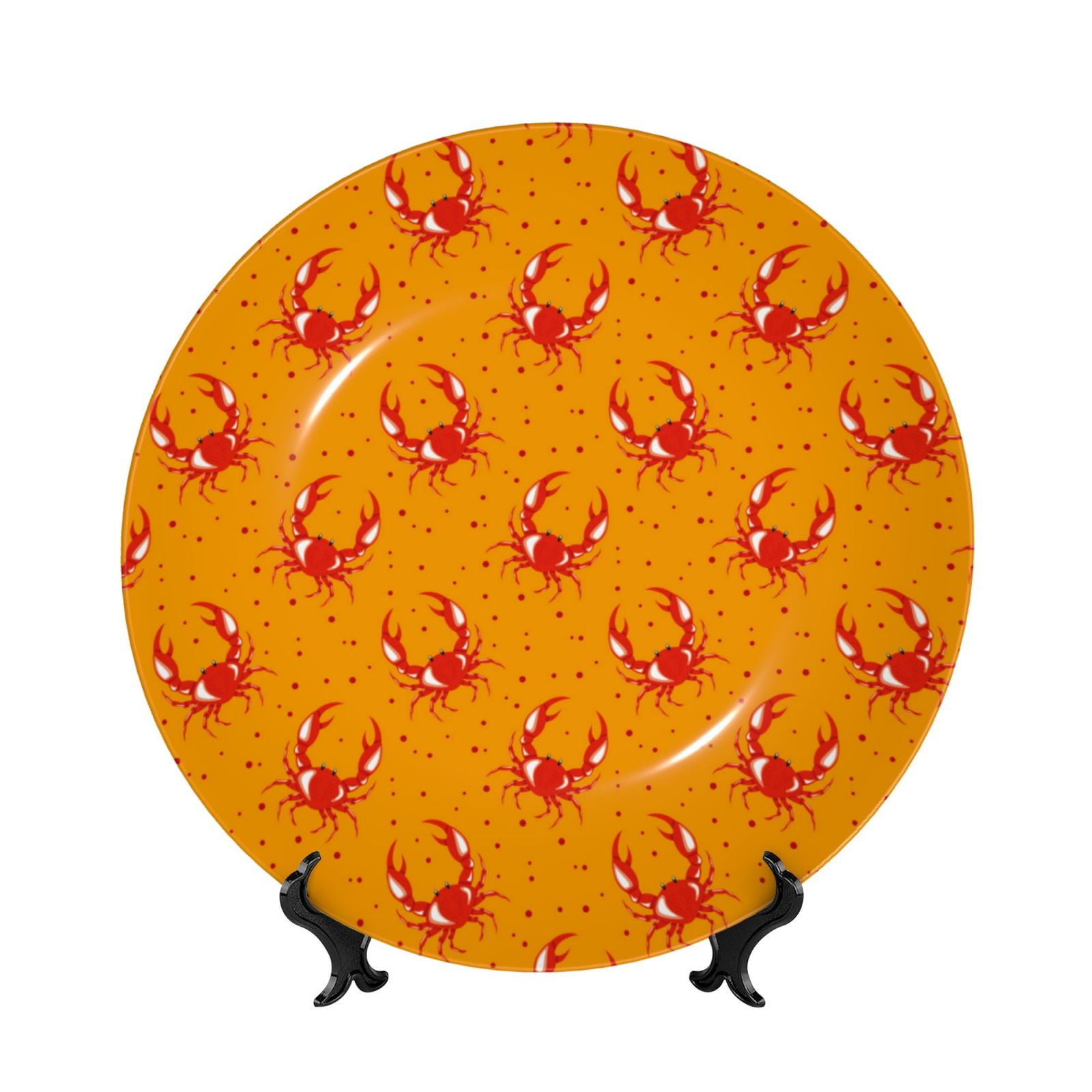 Yiaed Red Crab Print Bone China Decorative Plate Ceramic Dinner Plates ...