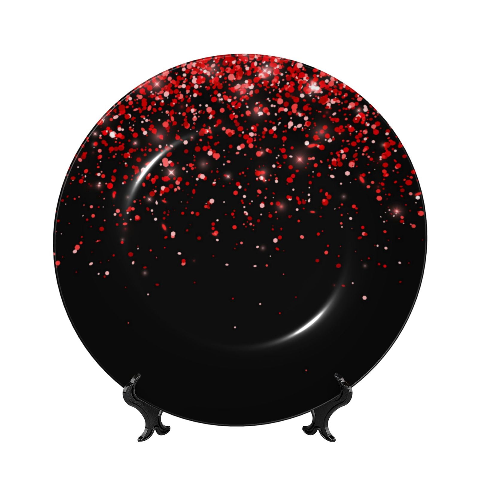 Yiaed Red Glitter1 Print Bone China Decorative Plate Ceramic Dinner ...