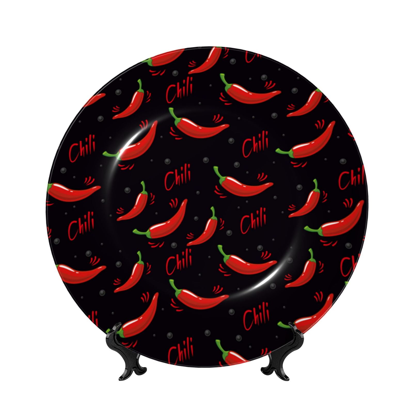 Yiaed Red Hot Chili Print Bone China Decorative Plate Ceramic Dinner ...