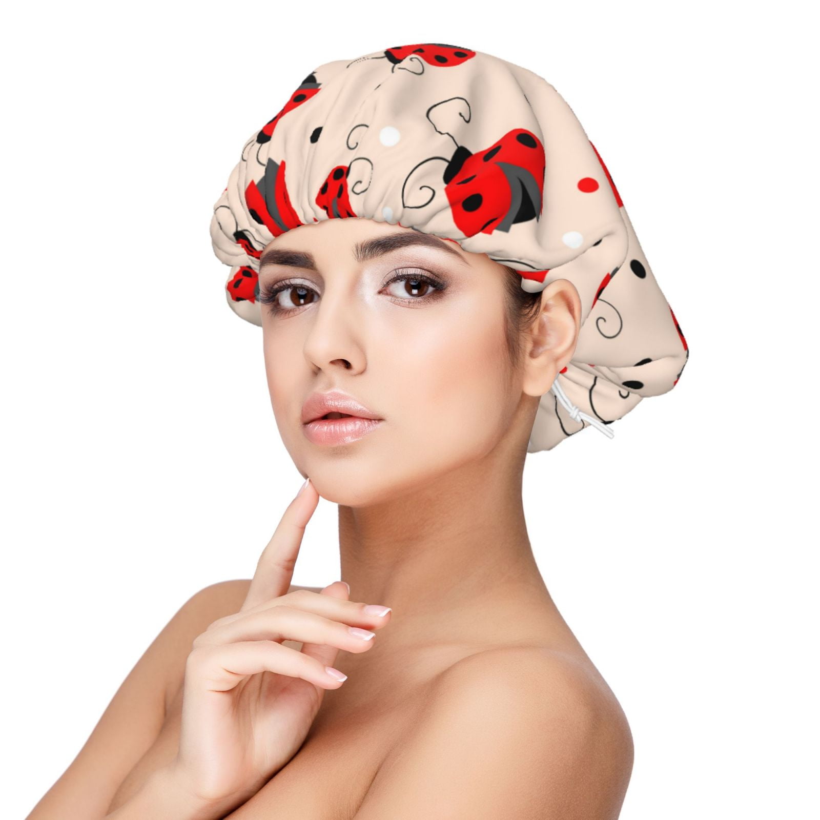 Yiaed Red Ladybug Print Satin Bonnet Silk Bonnet Hair Bonnet for ...