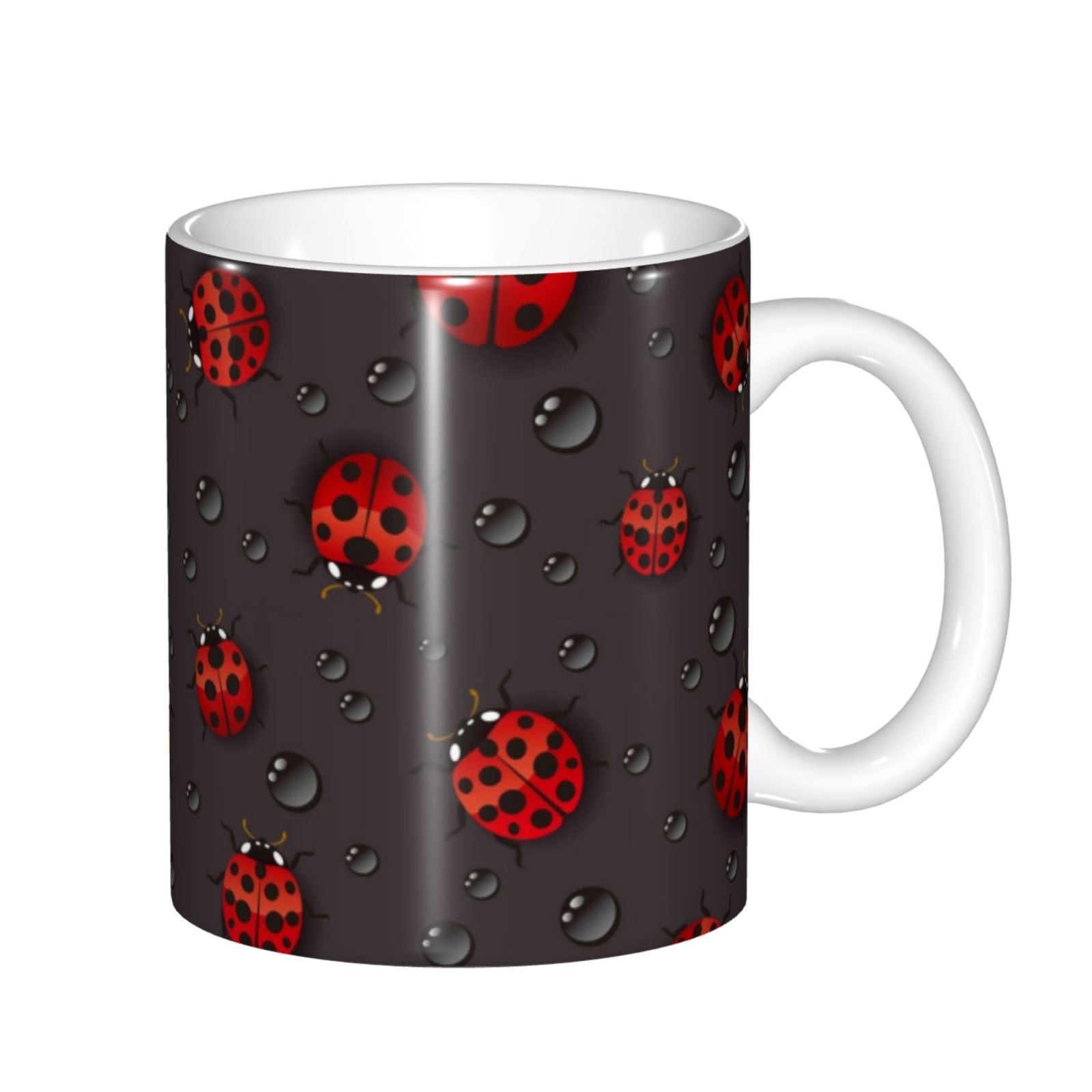 Yiaed Red Ladybugs On Dark Background Print Ceramics Coffee,Large ...