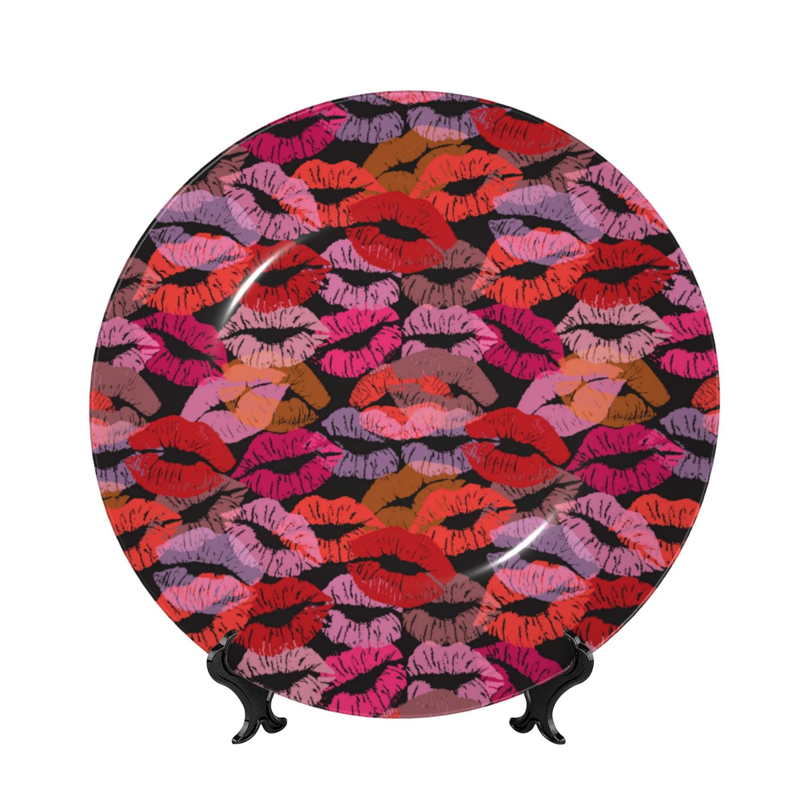 Yiaed Red Lips Kissing Print Bone China Decorative Plate Ceramic Dinner ...