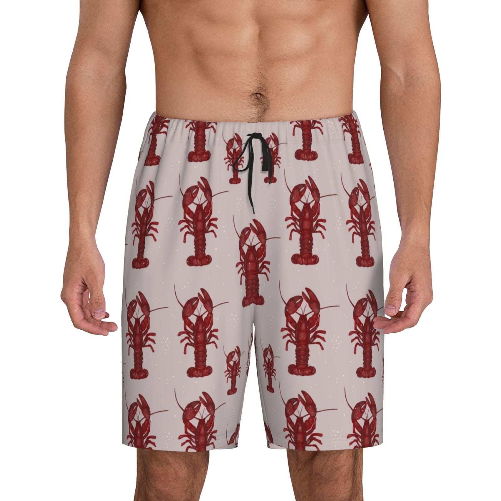 Yiaed Red Lobster With Claws for Men's Soft Sleep Pajama Short Lounging ...